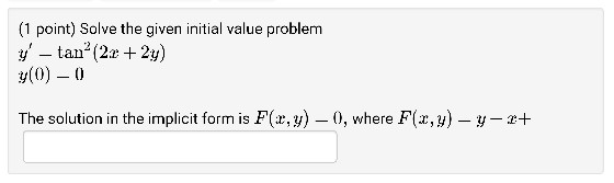 Solved (1 point) Solve the given initial value problem y(0) | Chegg.com