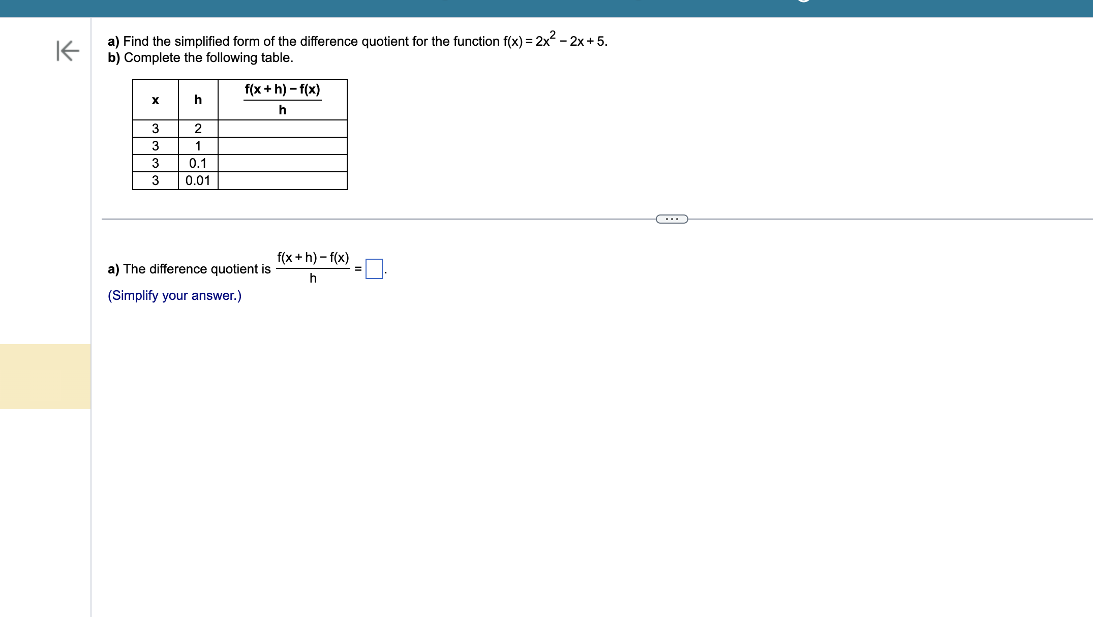 Solved a) Find the simplified form of the difference | Chegg.com