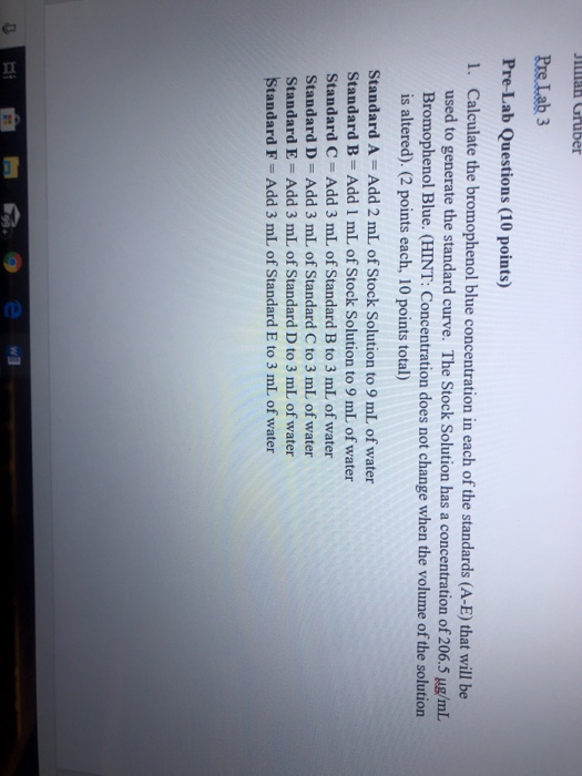 Solved Pre Lab 3 Pre Lab Questions (10 points) 1. Calculate | Chegg.com