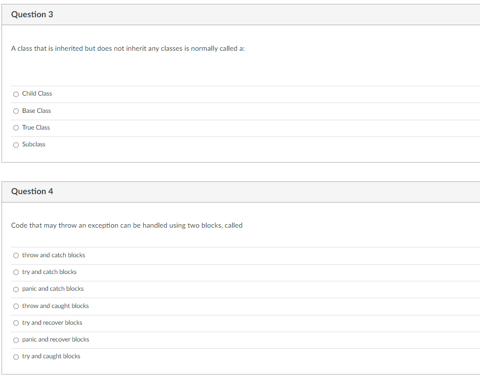 Solved Question 3 A Class That Is Inherited But Does Not