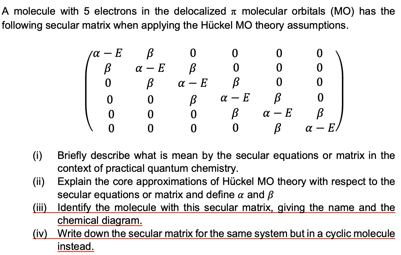 Solved A molecule with 5 electrons in the delocalized a | Chegg.com
