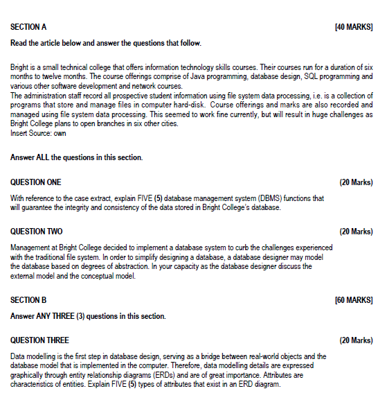 Solved SECTION A [40 MARKS] Read the article below and | Chegg.com