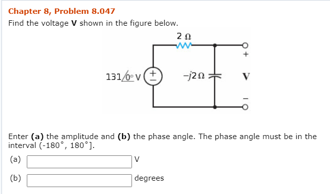 Solved Chapter 8, Problem 8.047 Find the voltage V shown in | Chegg.com