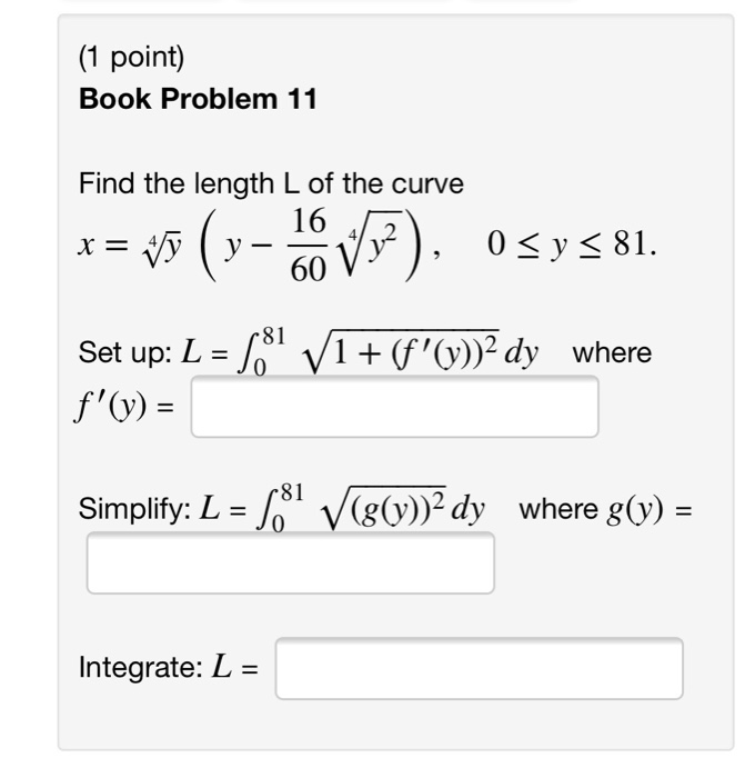 Solved (1 point) Book Problem 9 Consider the curve defined | Chegg.com