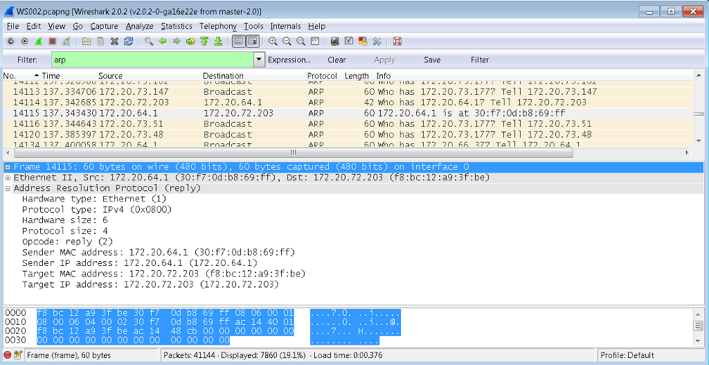 Solved Address Resolution Protocol (note that filter for | Chegg.com