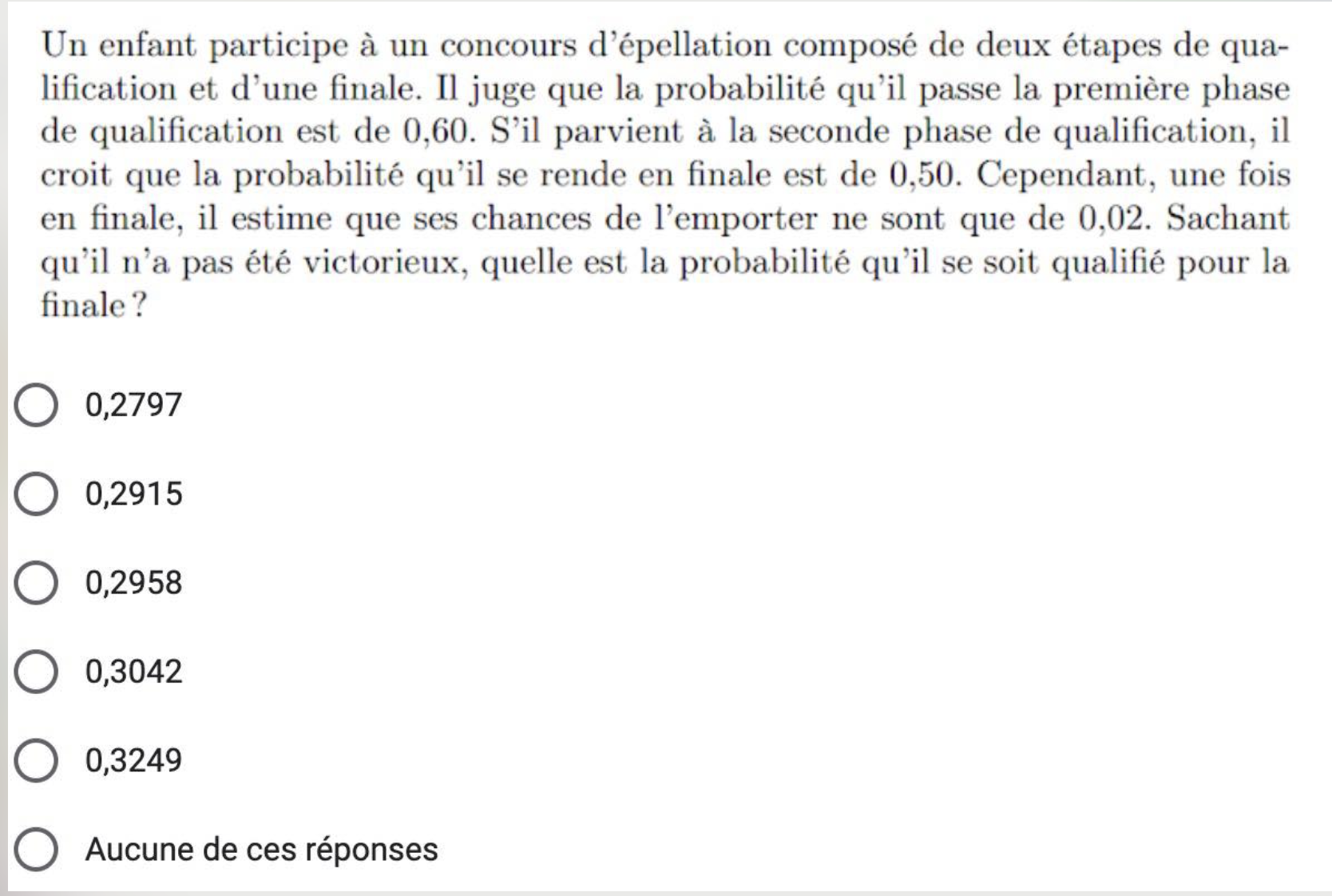 Solved Un enfant participe à un concours d'épellation | Chegg.com