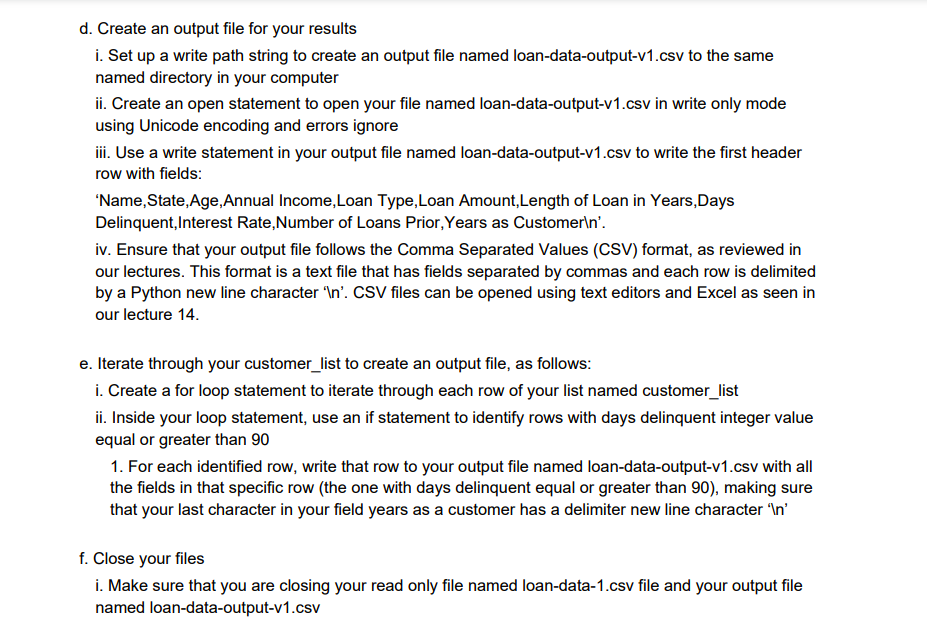 Solved d. Create an output file for your results i. Set up a | Chegg.com