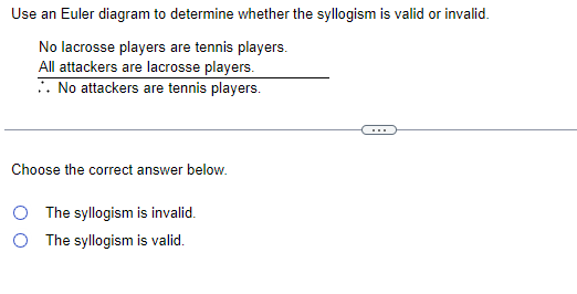 Solved Use an Euler diagram to determine whether the | Chegg.com