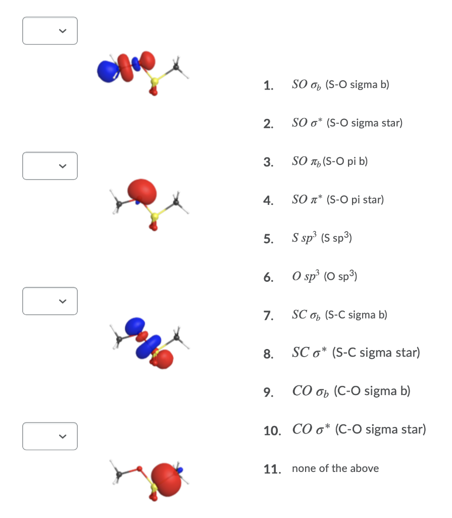 1. SO 06 (S-O sigma b) 2. SO 0* (S-O sigma star) 3. | Chegg.com