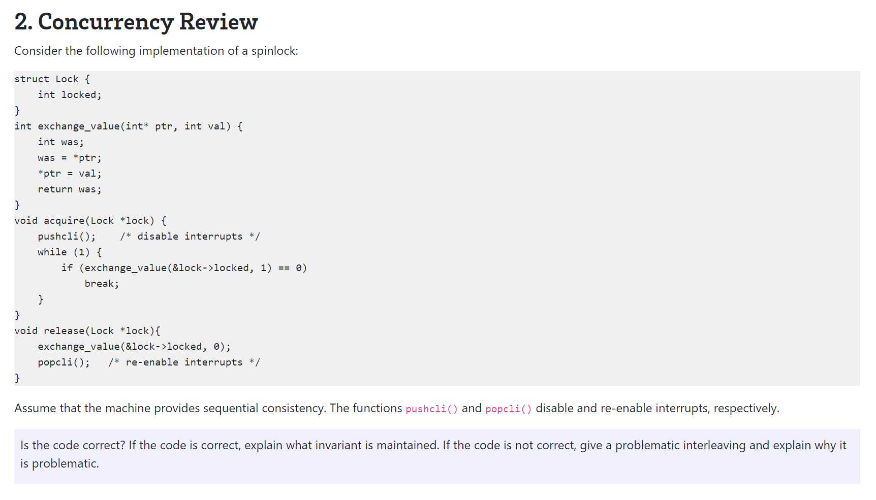 Solved 2. Concurrency Review Consider the following | Chegg.com Solved 2. Concurrency Review Consider the following | Chegg.com
