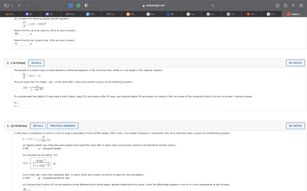 Solved webassign.net © Û + 88 = DD... M Ya.. EN.. (G) bio... | Chegg.com