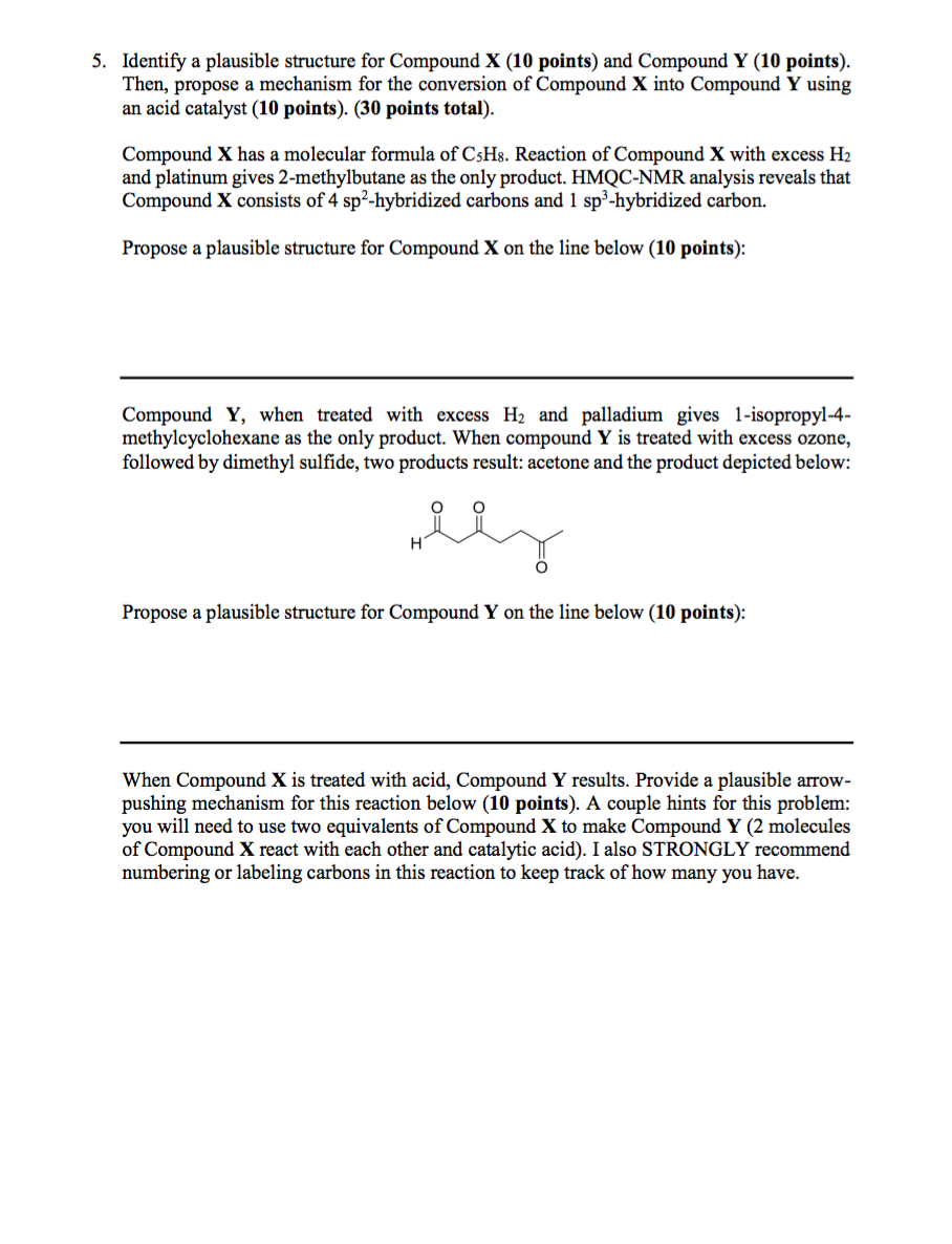 Solved 5. Identify a plausible structure for Compound X (10 | Chegg.com