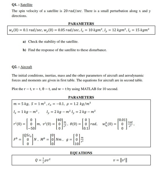 01.: Satellite The spin velocity of a satellite is 20 | Chegg.com