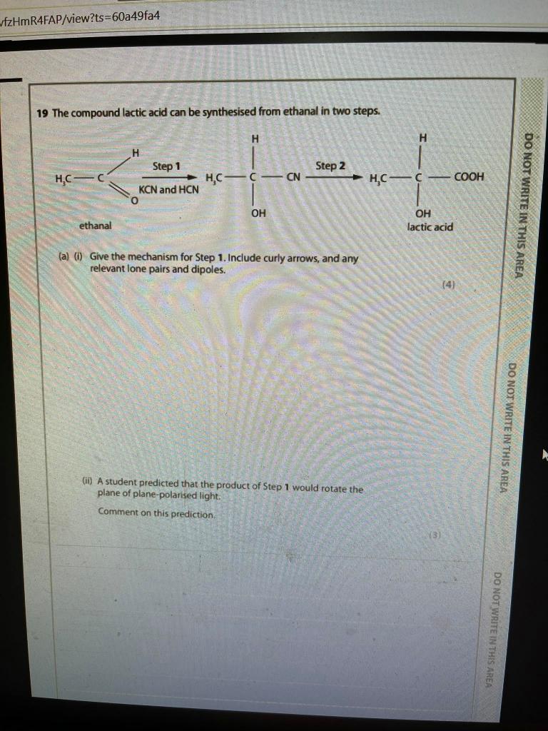 Solved fzHmR4FAP/view?ts=60a49fa4 19 The compound lactic | Chegg.com