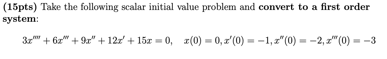 Solved (15pts) Take the following scalar initial value | Chegg.com
