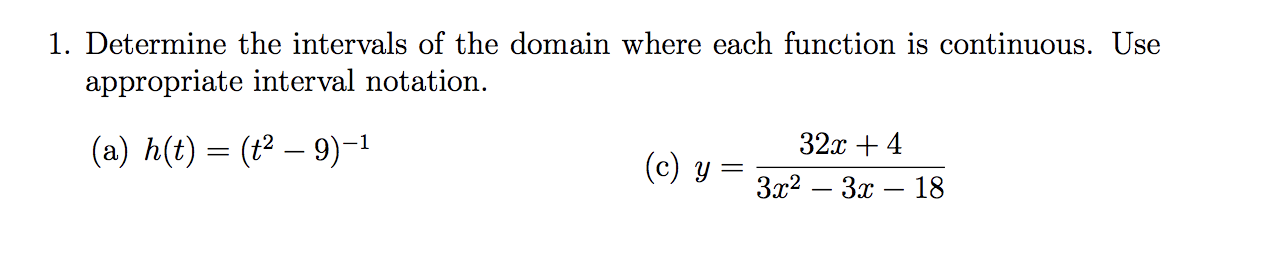 Solved 1. Determine the intervals of the domain where each | Chegg.com