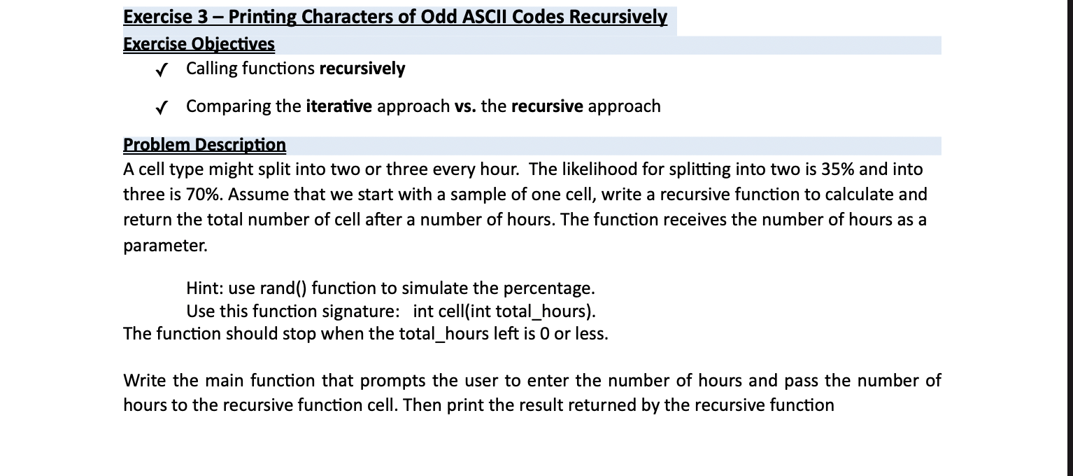 Solved Exercise 3 – Printing Characters of Odd ASCII Codes | Chegg.com