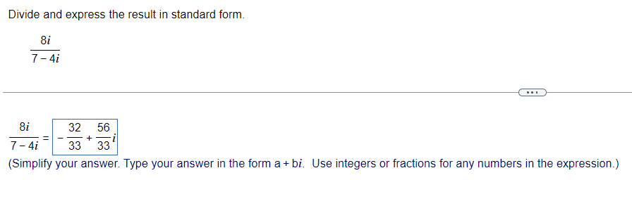 Divide and express the result in standard form. | Chegg.com