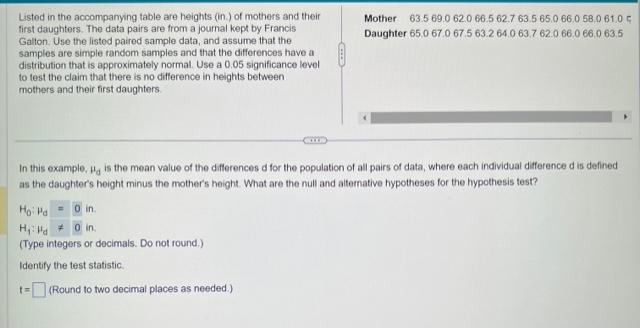 Solved In this example, μd is the mean value of the | Chegg.com