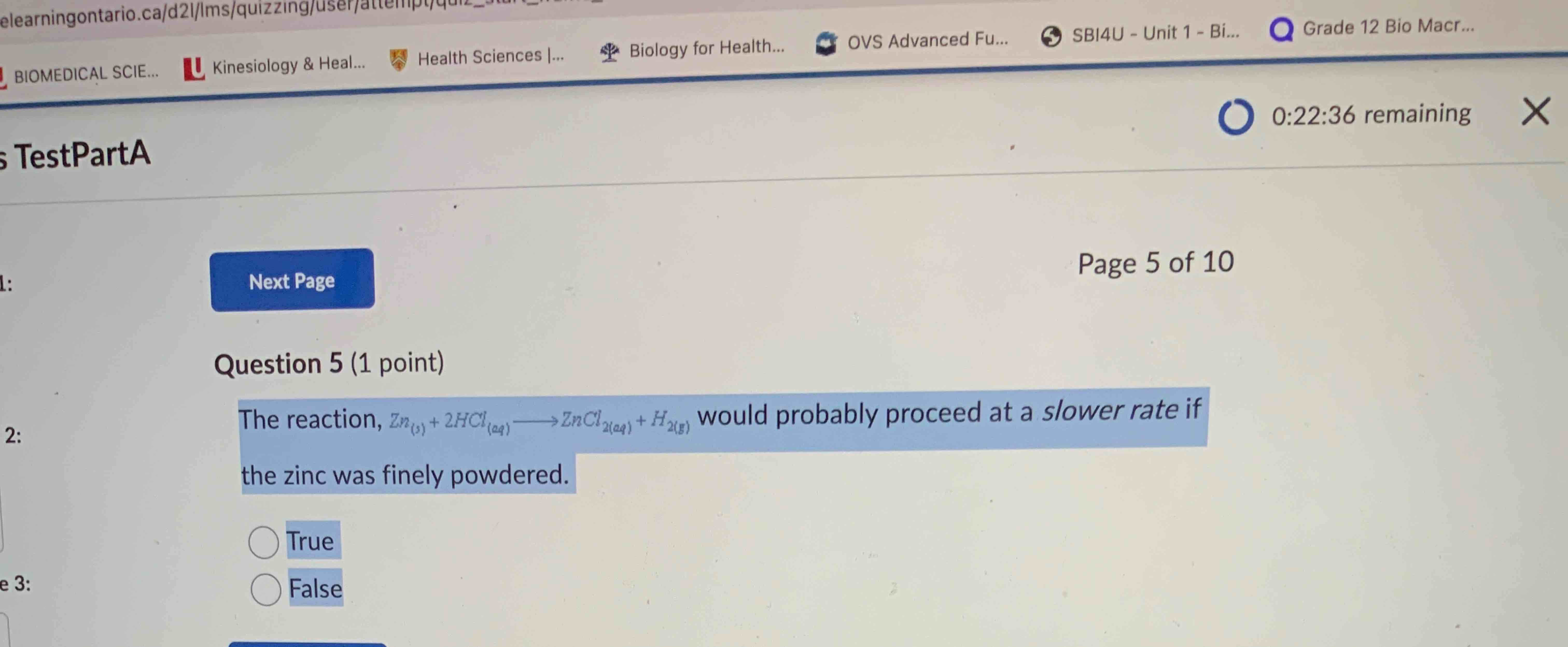 Question 5 (1 ﻿point)The reaction, | Chegg.com