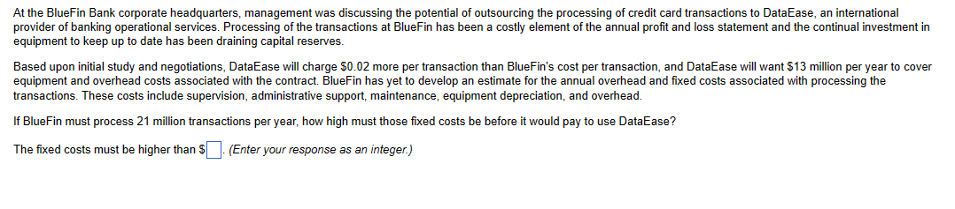 Solved At the BlueFin Bank corporate headquarters, | Chegg.com