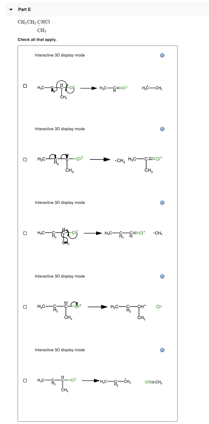 Solved Part E CH3CH, CHCI CH, Check all that apply. | Chegg.com