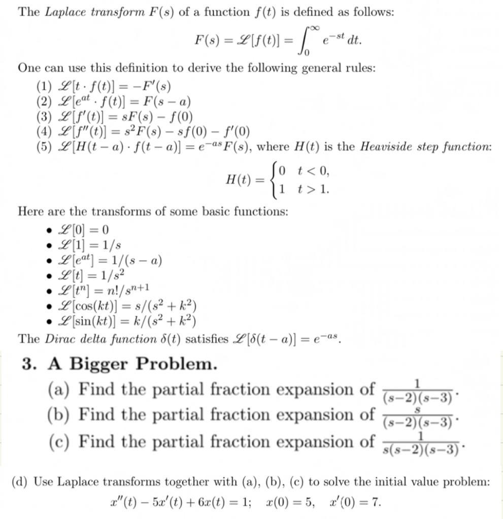 Solved The Laplace transform F(s) of a function f(t) is | Chegg.com