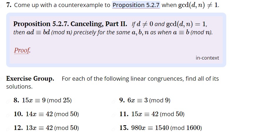 Solved 7. Come up with a counterexample to Proposition 5.2.7 | Chegg.com