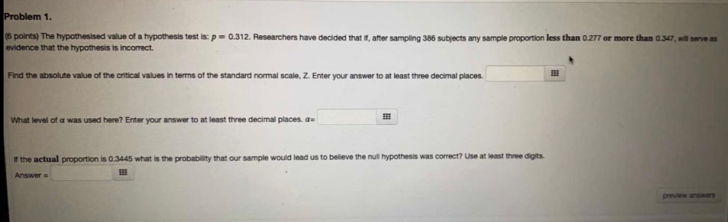 Solved Problem 1. 16 points) The hypothesised value of a | Chegg.com