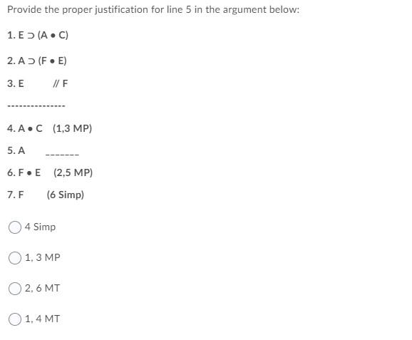 Solved Select the proper justification for line 4 in the | Chegg.com