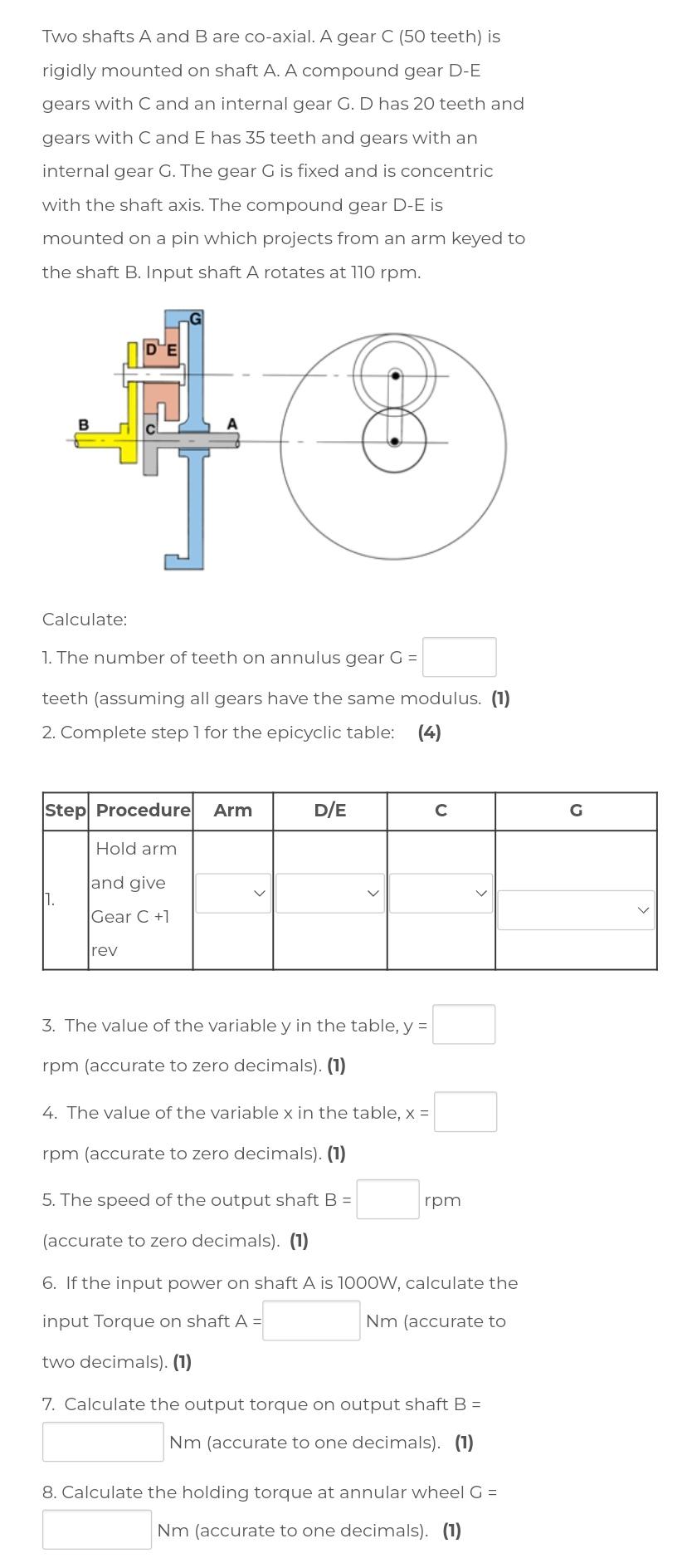 Solved Two shafts A and B are co-axial. A gear C (50 teeth) | Chegg.com