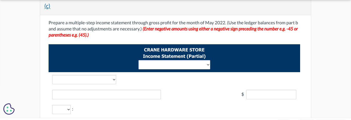 Crane Hardware Store completed the following | Chegg.com