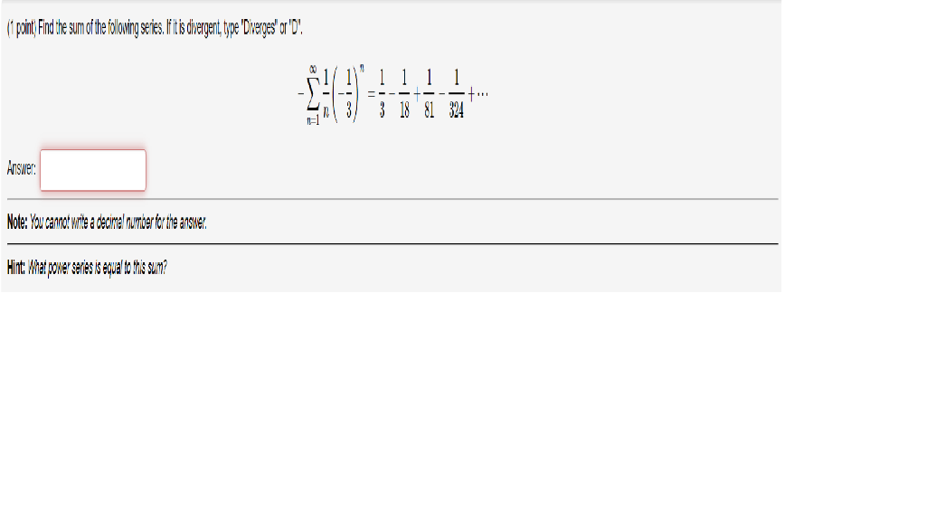 Solved it pointFind the sum of the following series. ftis | Chegg.com