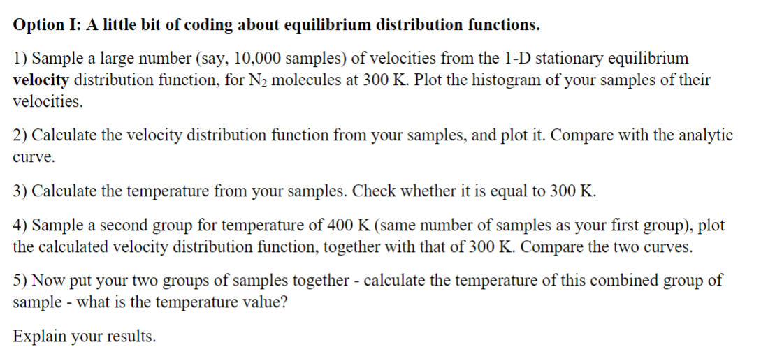 Solved Option I: A little bit of coding about equilibrium | Chegg.com