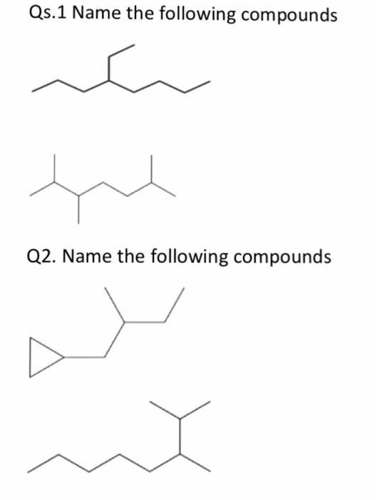 Solved Qs.1 Name the following compounds Q2. Name the | Chegg.com