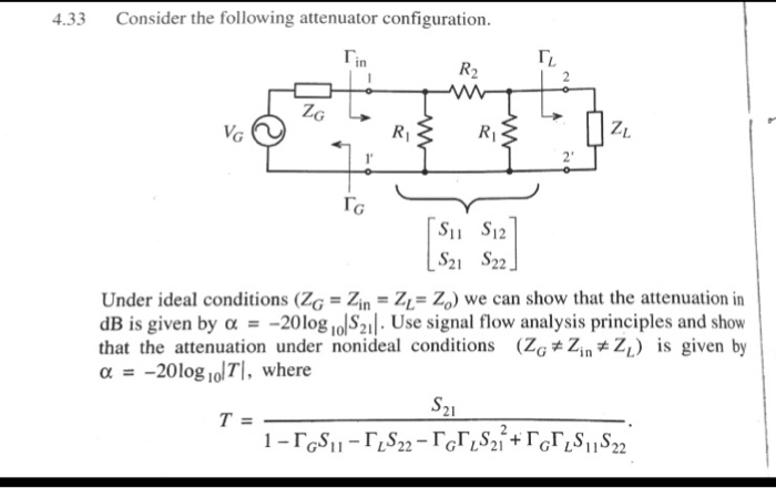 Solved 4.33 Consider the following attenuator configuration. | Chegg.com