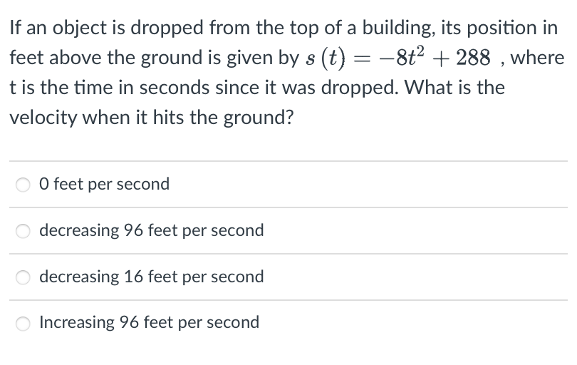 Solved If an object is dropped from the top of a building, | Chegg.com