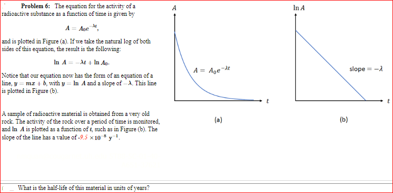 Solved The equation for the activity of a radioactive | Chegg.com