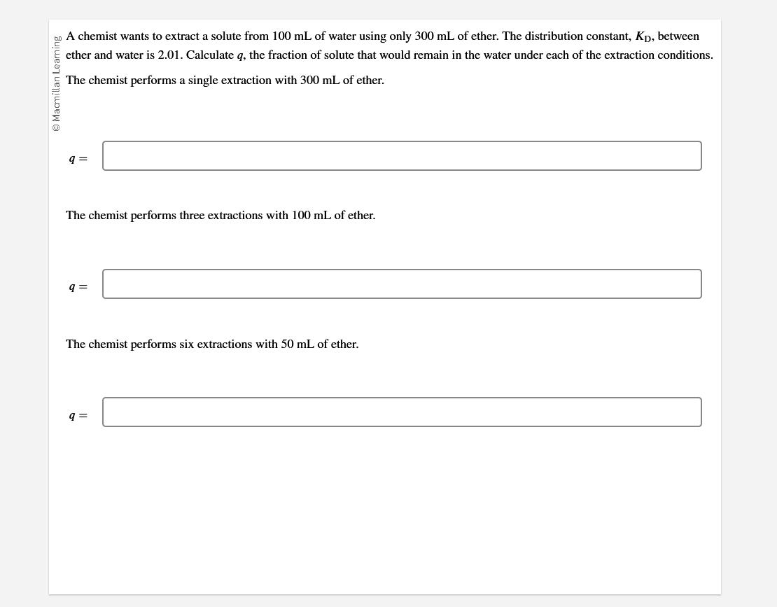 Solved A chemist wants to extract a solute from 100 mL of | Chegg.com