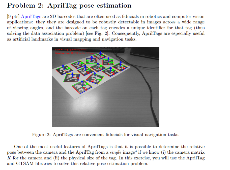 Solved Problem 2: AprilTag pose estimation [9 pts] AprilTags | Chegg.com