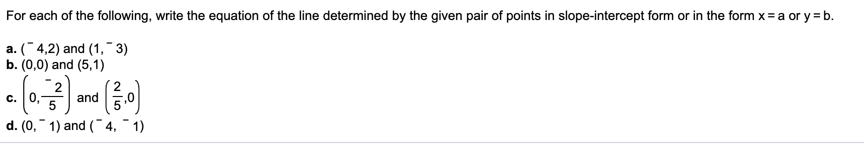Solved For each of the following, write the equation of the | Chegg.com