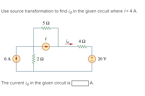 Solved Use source transformation to find iO ﻿in the given | Chegg.com