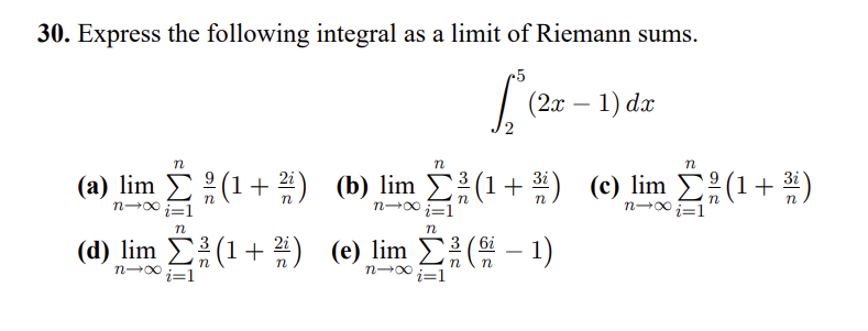 Solved Express the following integral as a limit of Riemann | Chegg.com