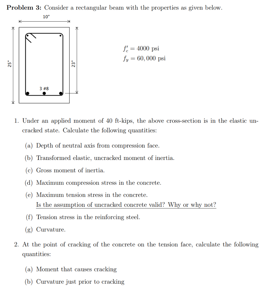 Solved Problem 3: Consider a rectangular beam with the | Chegg.com