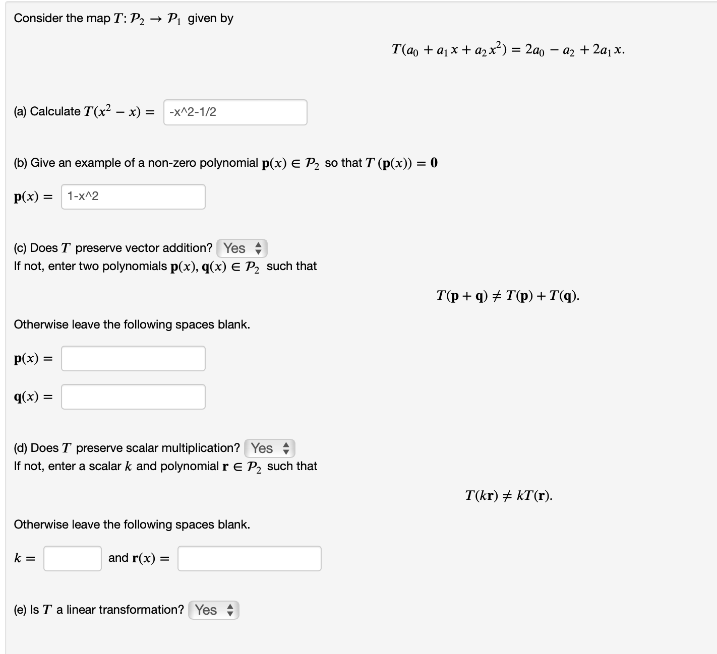 Solved Consider the map T:P2→P1 given by | Chegg.com