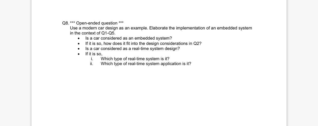 Solved Q1. What is an embedded system? Give examples. A | Chegg.com