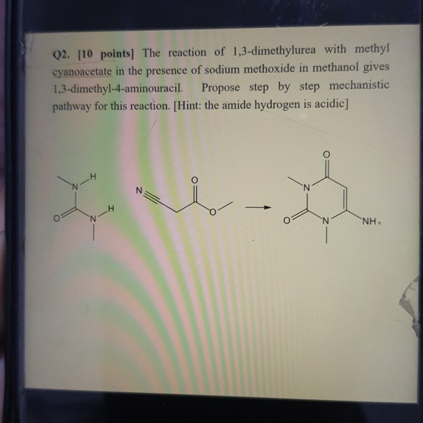 Solved Q2. 110 points) The reaction of 1,3-dimethylurea with | Chegg.com