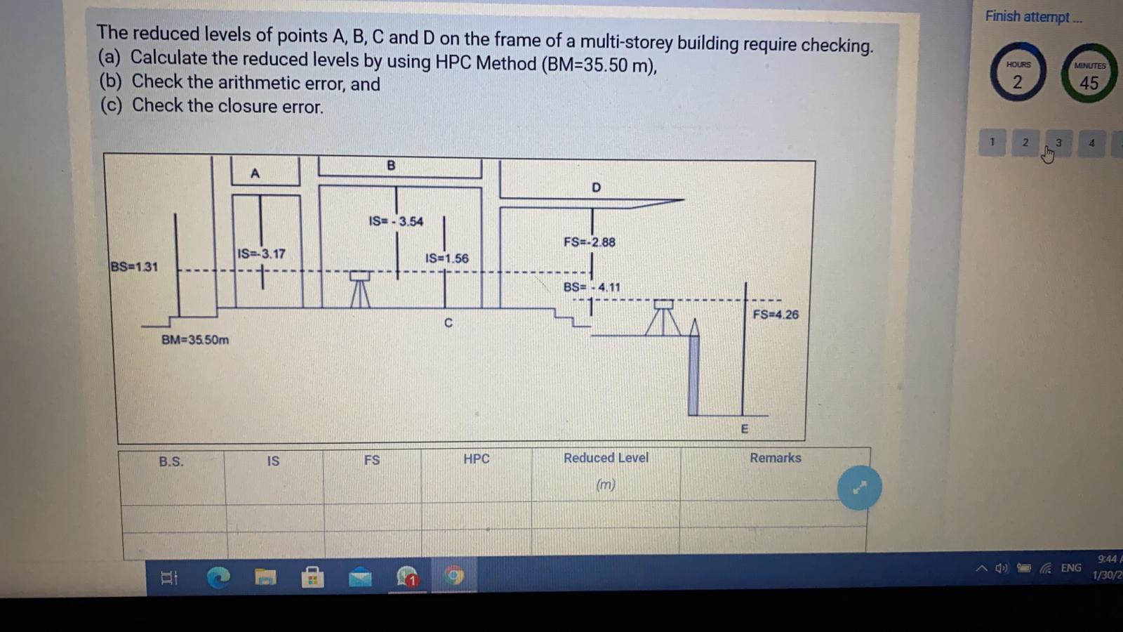Solved Finish attempt... The reduced levels of points A, B, | Chegg.com