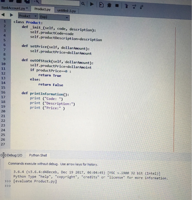Solved Write a class called Product. A Product object | Chegg.com