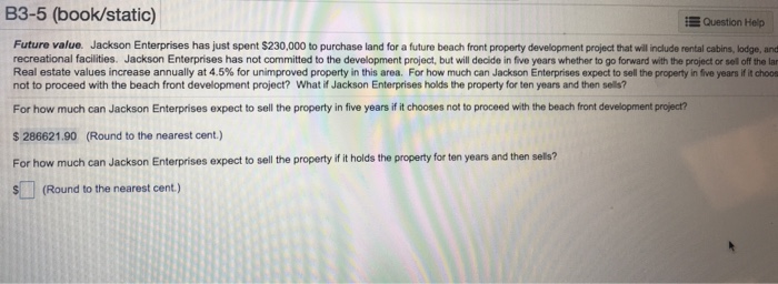 Solved B3-5 (book/static) Question Help Future value. | Chegg.com